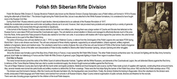 Russian Civil War 1918-20 - Lieutenant, Polish 5th Siberian Rifle ...