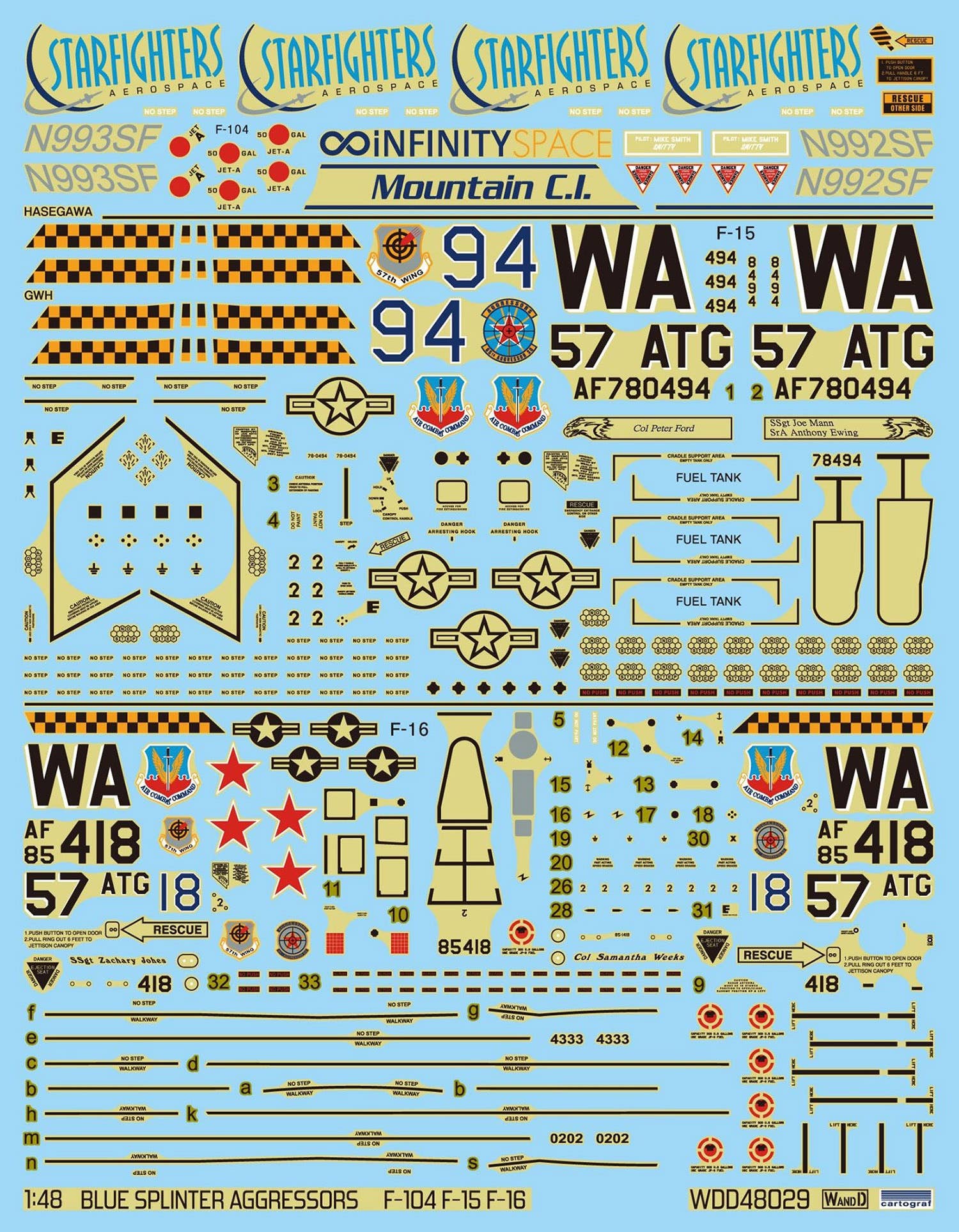 U.S. Air Force F-16 / F-15 / F-104 Blue Sprinter Aggressor Decal | HLJ.com