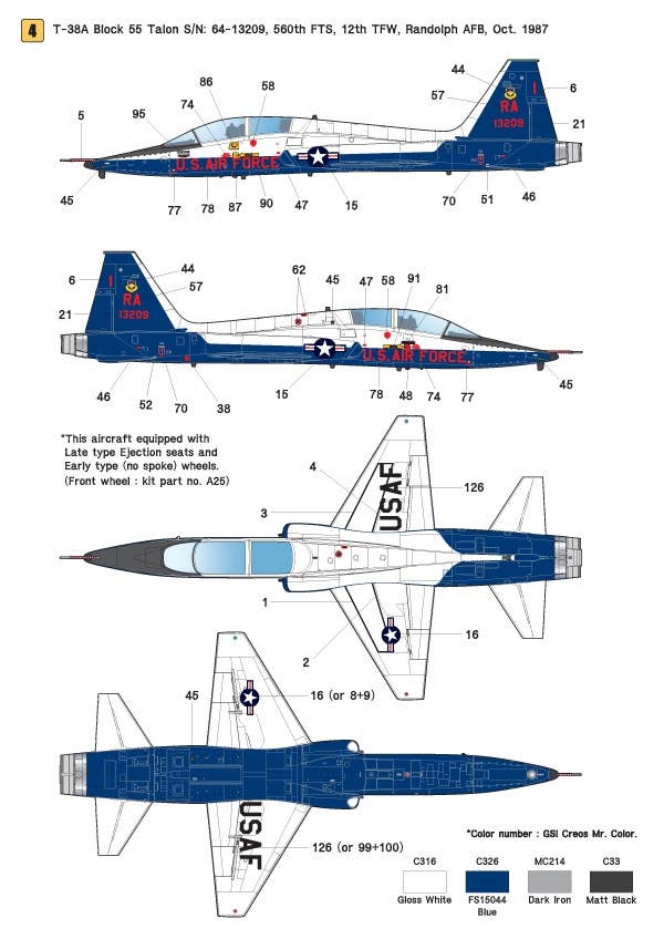 T-38A Talon USAF 1960-1980 Era Decal | HLJ.com