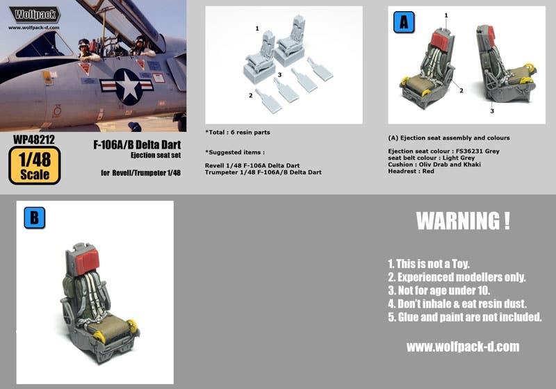 F-106A/B Delta Dart Ejection Seat Set for Revell, Trumpeter Kit | HLJ.com