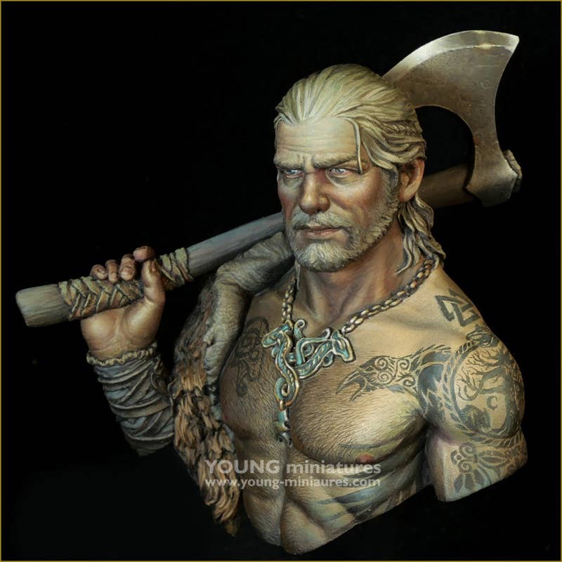 Early Middle Ages Scandinavian Bust Birka Viking Warrior with Battle Ax ...