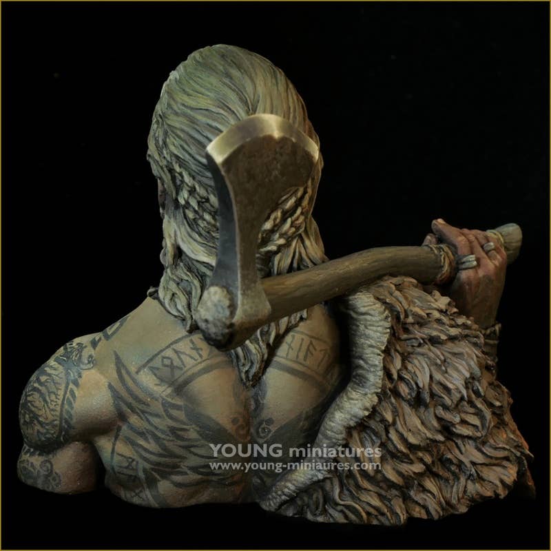 Early Middle Ages Scandinavian Bust Birka Viking Warrior with Battle Ax ...