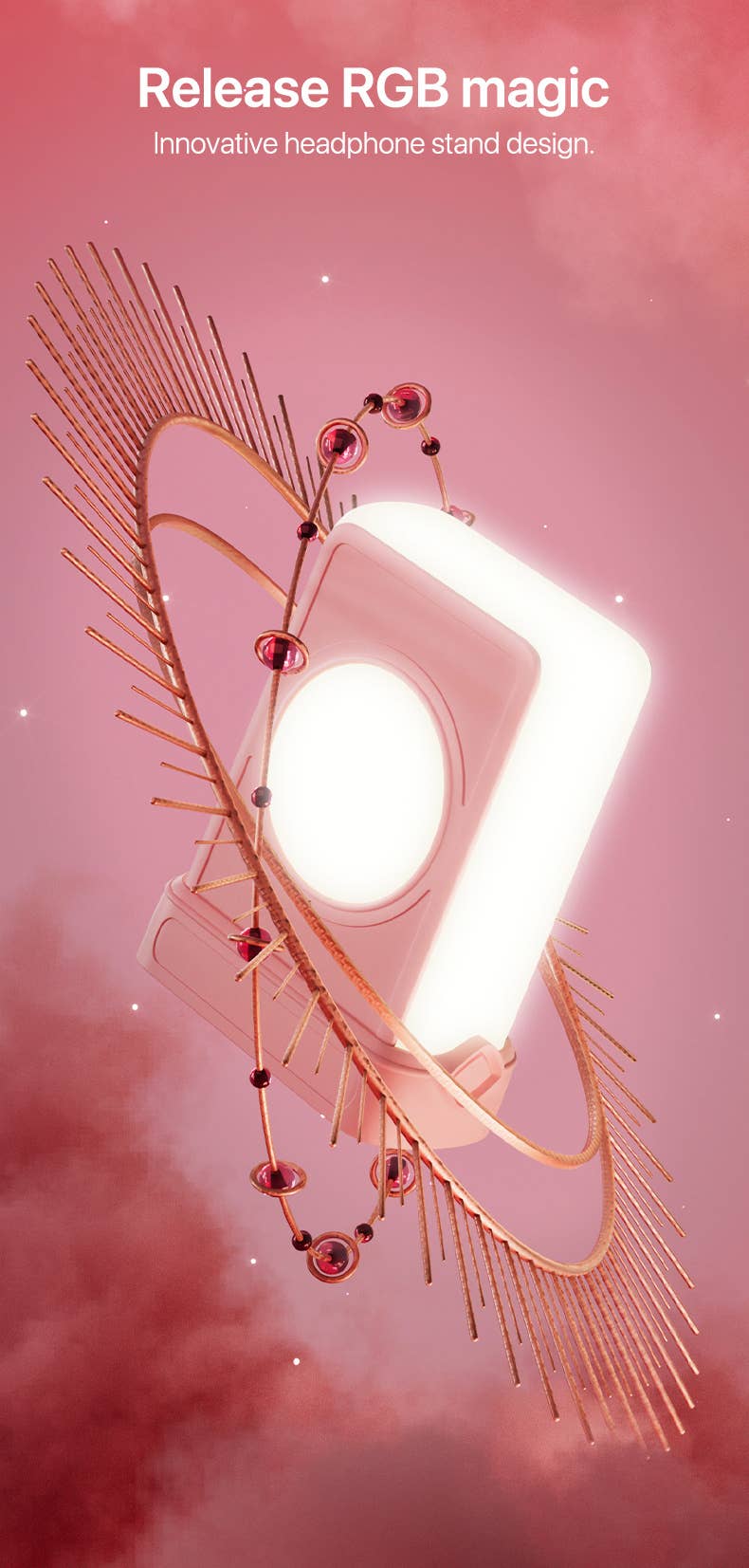 YOWU Crystal Headphone Stand Sakura Pink Color (for Cat Ear Headphones ...
