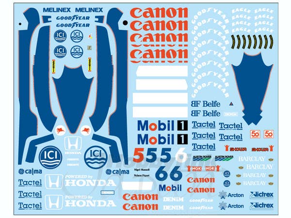 Williams FW11 FW11B Repaint Decal (Tamiya) | HLJ.com