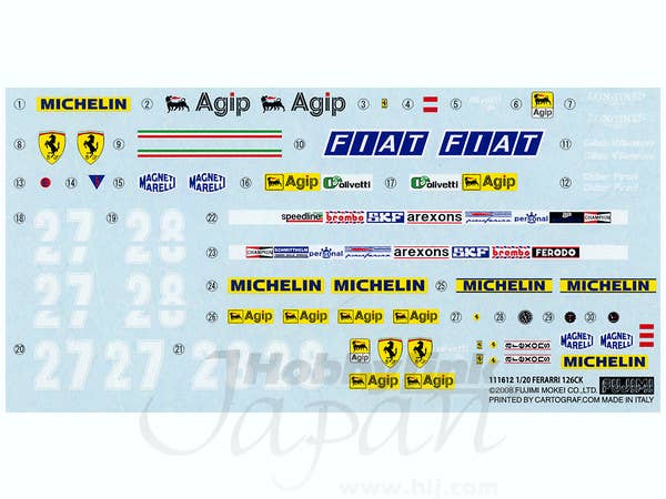 Ferrari 126CK 1981 Spain GP Cartograf Decal | HLJ.com