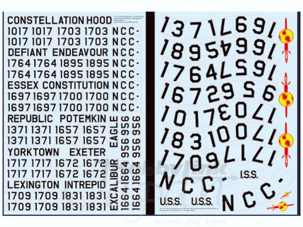 U.S.S. Enterprise NCC-1701 Registration Number Decals | HLJ.com