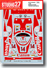 Porsche 956 "CANON" 1983/84 LeMans Decals | HLJ.com
