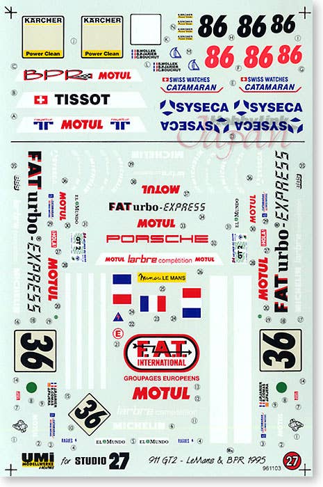 Porsche 911 GT2 "Fat" LM 1995/ BPR 1995 Decals | HLJ.com