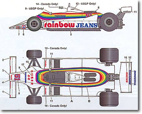 Williams FW07 Theodore Racing Decal | HLJ.com