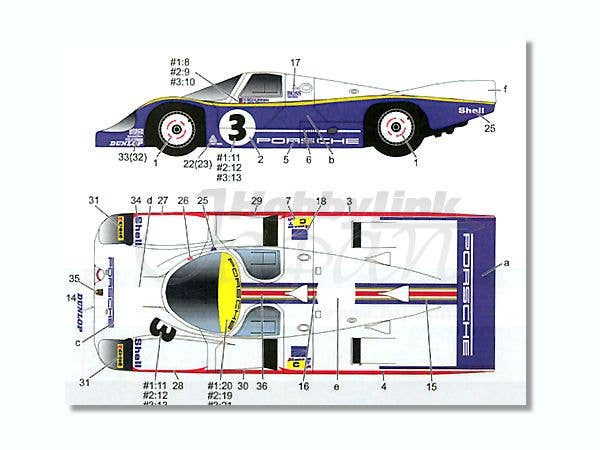 Porsche 956 #1/2/3 Works Le Mans 1983 Decals | HLJ.com