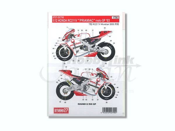 Honda RC211V Pramac Moto GP 2003 Decals (for Tamiya) | HLJ.com