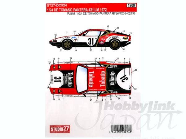 De Tomaso Pantera #31 Le Mans 1972 Decals (for Fujimi) | HLJ.com