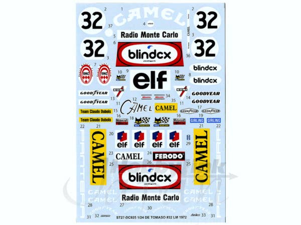 De Tomaso Pantera #32 Le Mans 1972 Decals (for Fujimi) | HLJ.com