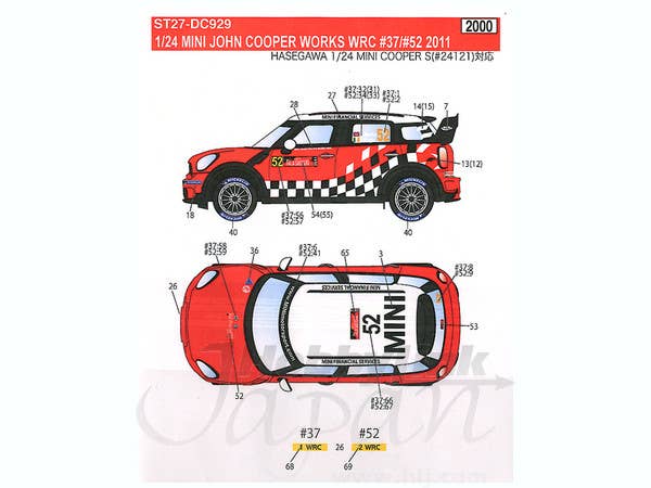 Mini John Cooper Works WRC #37/#52 2011 (for Hasegawa) | HLJ.com