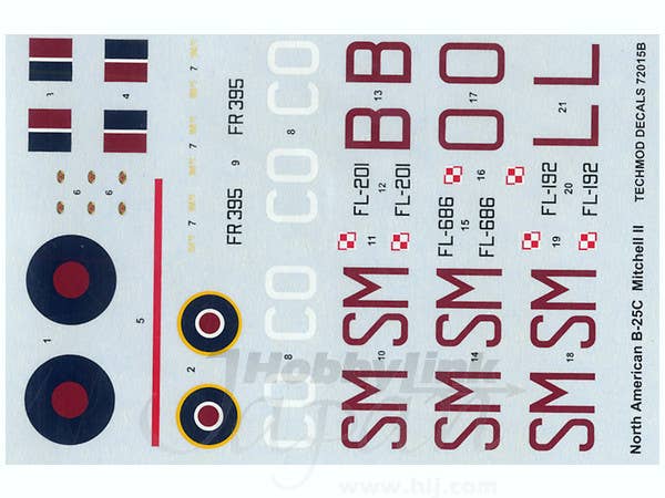 North American B-25C Mitchell II Decals | HLJ.com